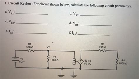 solved 1 circuit review for circuit shown below calculate