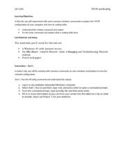 TCP IP Routing Lab Amir Khezrdanamehr CIS 1130 TCP IP And Routing Learning Objectives In This