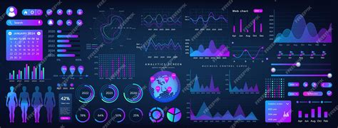Premium Vector Dashboard Graph Data Ui Graphic Infographic Statistic Financial Analysis Web