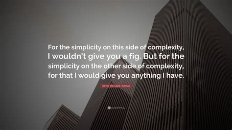 Oliver Wendell Holmes Quote For The Simplicity On This Side Of Complexity I Wouldnt Give You