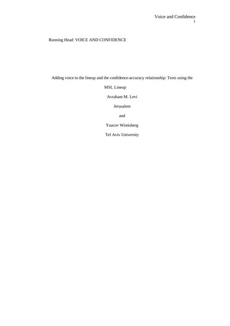 Pdf Adding Voice To The Lineup And The Confidence Accuracy Relationship Tests Using The Msl