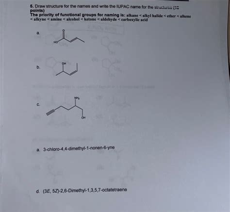 Solved Draw Structure For The Names And Write The IUPAC Chegg