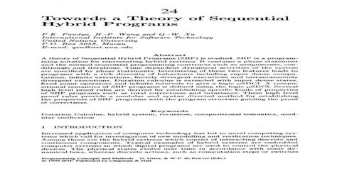 Pdf Towards A Theory Of Sequential Hybrid Programs Springer · A Theory Of Sequential Hybrid