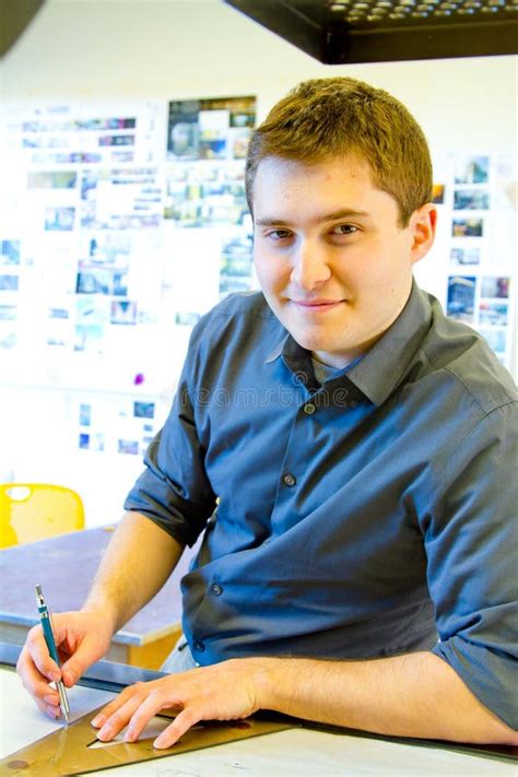 College Student Drafting Architecture Stock Image Image Of