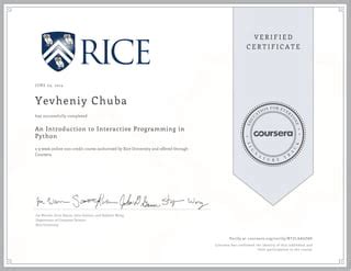Coursera Interactive Programming Python Yevheniy Chuba 2014 PPT