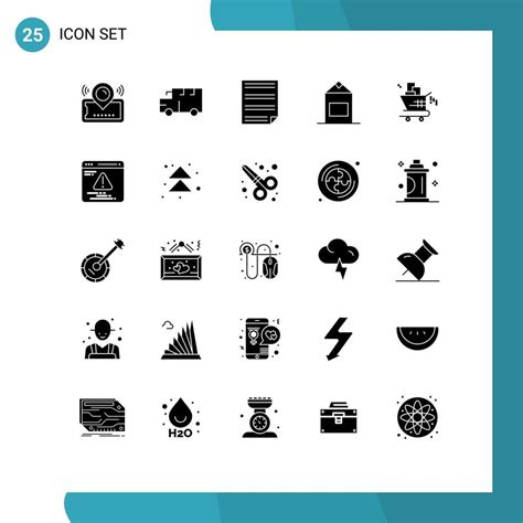 User Interface Pack Of 25 Basic Solid Glyphs Of Cart Pack Vehicles Milk Page Editable Vector