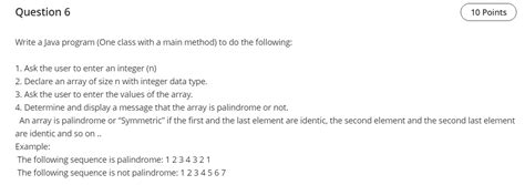 Solved Question 6 10 Points Write A Java Program One Class Chegg Com
