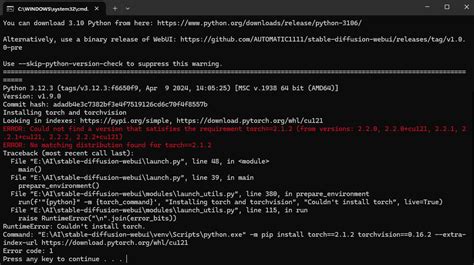 I Keep Getting An Error Saying Could Not Find A Version That Satisfies The Requirement Of Torch