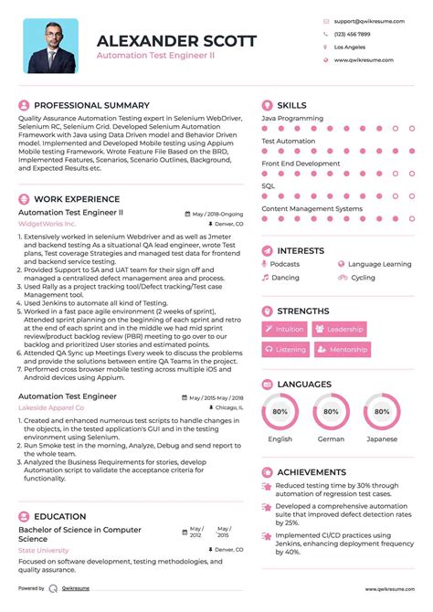 10 Automation Test Engineer Resume Samples And Templates For 2025
