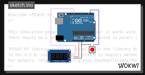 Tm1637 And Button Counter Es3144 Wokwi Esp32 Stm32 Arduino Simulator