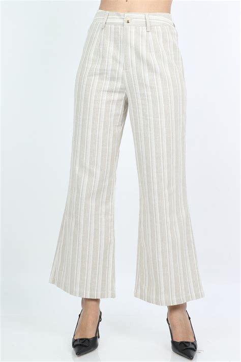 تسوقي بنطلون طويل مخطط بالطول واسع نسائي اونلاين فاشن