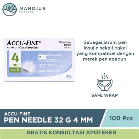 Jual Accu Fine Pen Needle 32g 4 Mm 100 Pcs Jarum Insulin Di Seller
