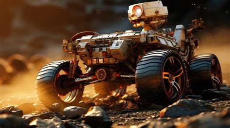 Premium Ai Image Robot Navigating Rugged Martian Terrain