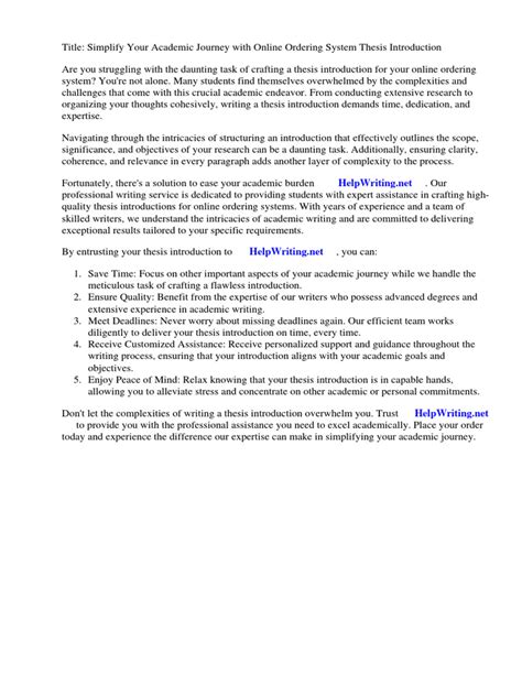 Online Ordering System Thesis Introduction Download Free Pdf