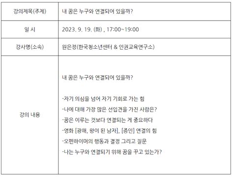 청소년 영화 인문학 내 꿈은 누구와 연결되어 있을까 원은정 작가한국청소년센터 And 인권교육연구소 대표 한국청소년센터