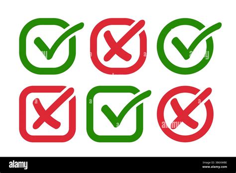 Checkmark Icons Bluegreenblack And Red Right And Wrong Choices On