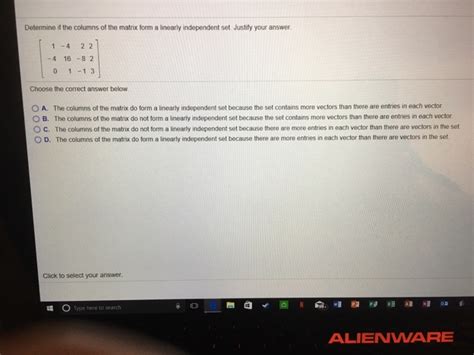 Solved Determine If The Columns Of The Matrix Form A