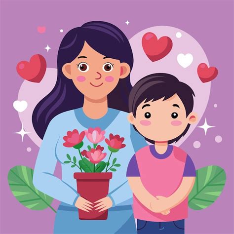 Un Diseño Vectorial De Madre E Hijo Del Día De Las Madres Vector