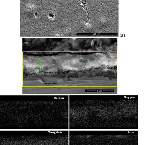 A Surface Morphology And B X Ray Mapping On The Cross Section Of