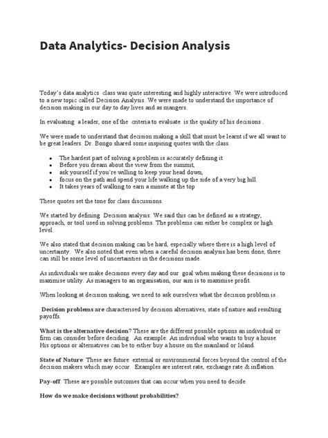 Data Analytics Andd Decision Making Pdf Decision Making Cognitive Science