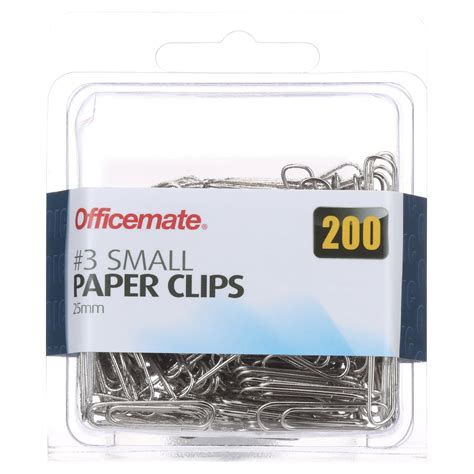 Officemate Small 3 Size Paper Clips Silver 200 In Pack 97219