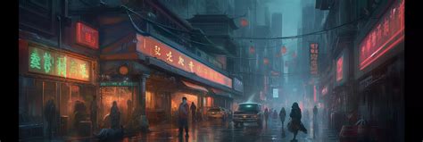 사이버펑크 풍 풍경 일러스트 오픈프롬프트 openprompt