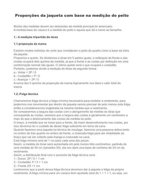 Padrão De Corte Do Paleto Masculino Pdf