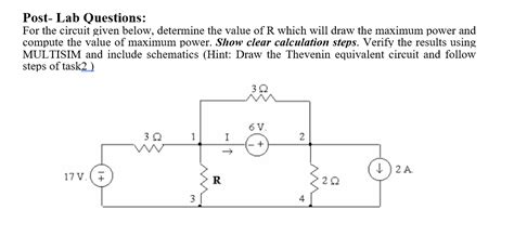 Solved Post Lab Questions For The Circuit Given Below Chegg