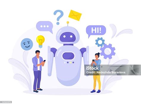 Tiny People Chatting With Chatbot Application Ai Robot Assistant Online Customer Support Chat