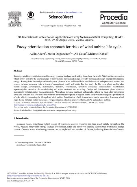 pdf fuzzy prioritization approach for risks of wind turbine life cycle