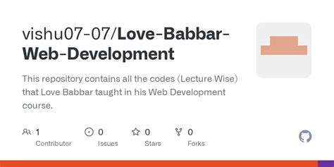 Github Vishu07 07love Babbar Web Development This Repository