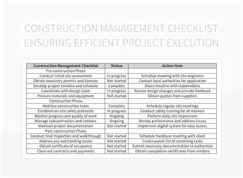 construction management checklist ensuring efficient project execution