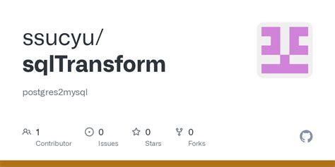 Github Ssucyusqltransform Postgres2mysql