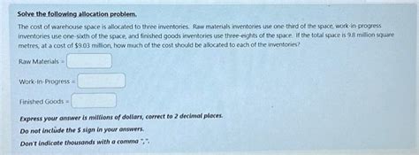 solved solve the following allocation problem the cost of