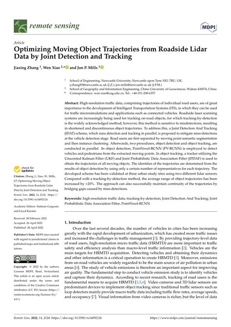 pdf optimizing moving object trajectories from roadside lidar data by