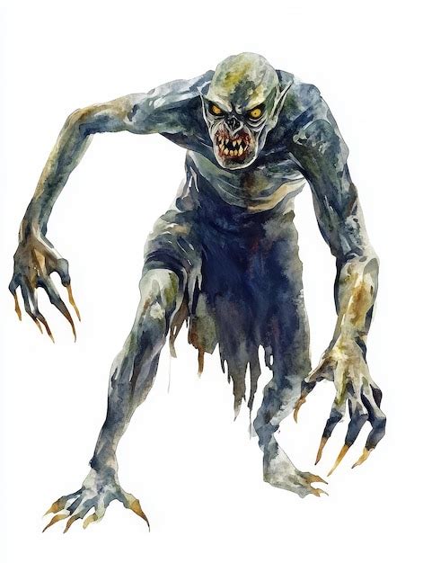 Watercolor Boogeyman Clip Art Scary Monster Illustration Premium Ai