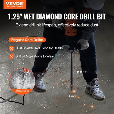 Vevor Core Drill Bit 1 1 4 Wet Diamond Core Drill Bits 14 Drilling