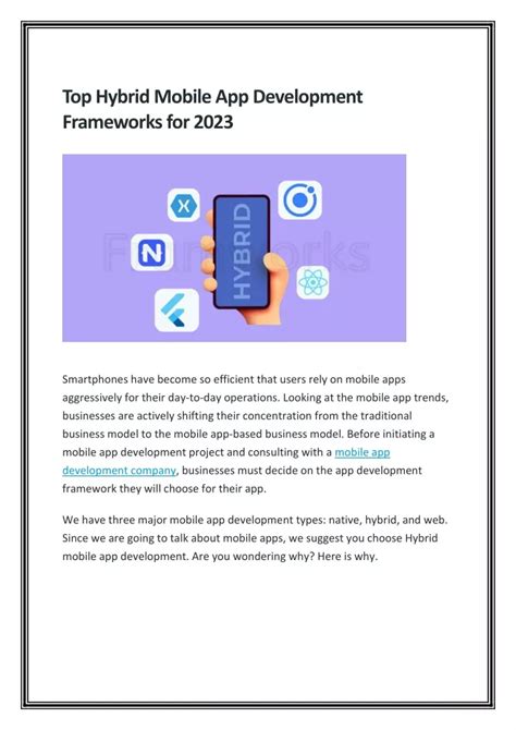 Ppt Top Hybrid Mobile App Development Frameworks For 2023 Powerpoint