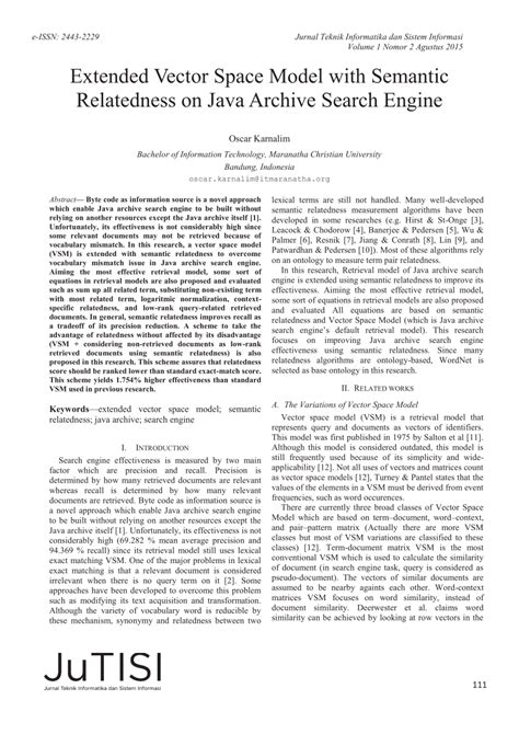 Pdf Extended Vector Space Model With Semantic Relatedness On Java Archive Search Engine