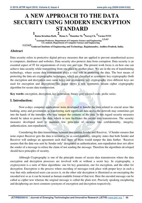 pdf a new approach to the data security using modern encryption