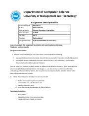 HCI Assignment 1 1 Doc Department Of Computer Science University Of Management And Technology