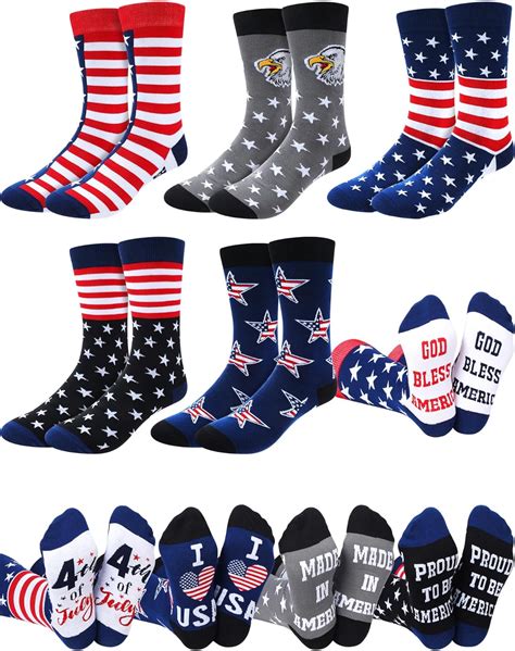 Halfchet 5 Pairs American Flag Socks For Men Funny Usa