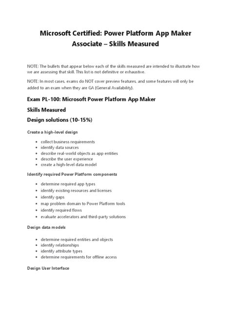 Microsoft Certified Power Platform App Maker Associate Skills Measured Pdf Data Model