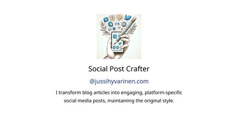 Social Post Crafter Gpts Features And Functions Examples And Prompts Gpt Store