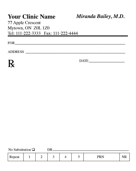 Prescription Form Template