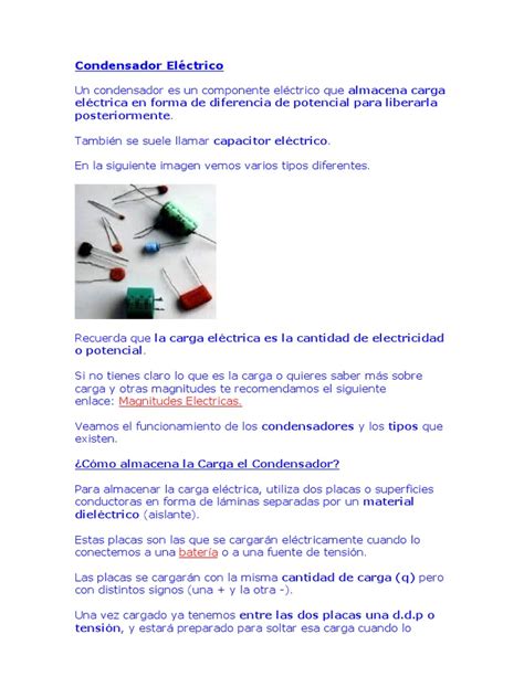 Condensador Eléctrico Pdf Condensador Energia Electrica