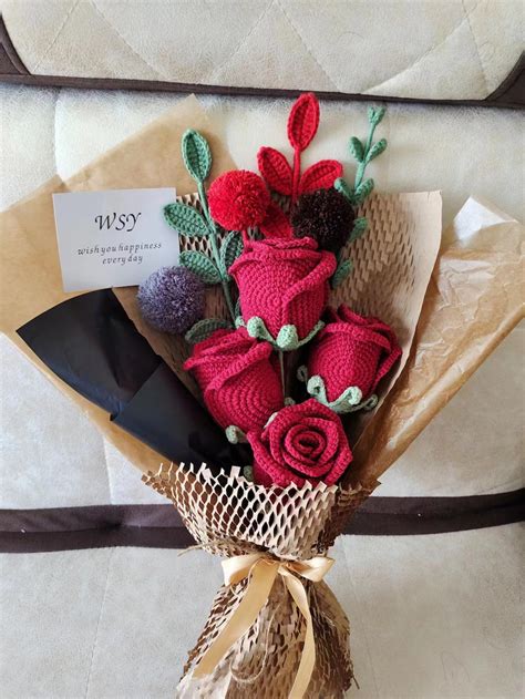 Crochet Rose Bouquet Crochet Flowers Bouquet Handmade Etsy