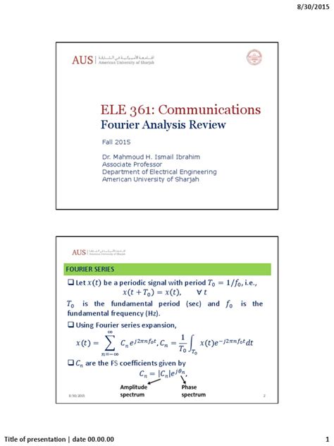 Fourier Analysis Review Pdf Spectral Density Fourier Transform