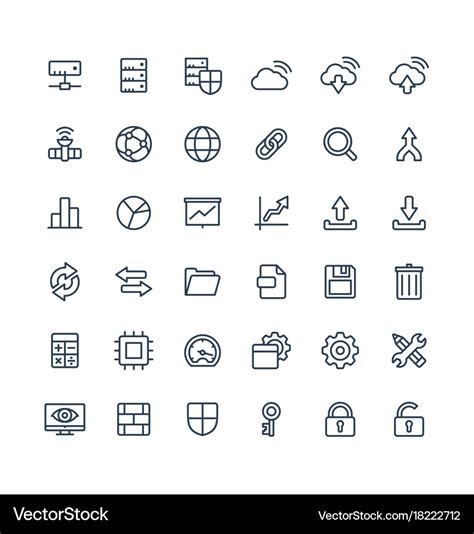 Thin Line Icons Set With Big Data Royalty Free Vector Image