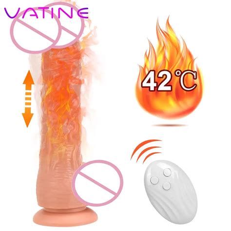 Vatine Sex Toys Remote Control Tpe Heating Telescope Dildo For Women